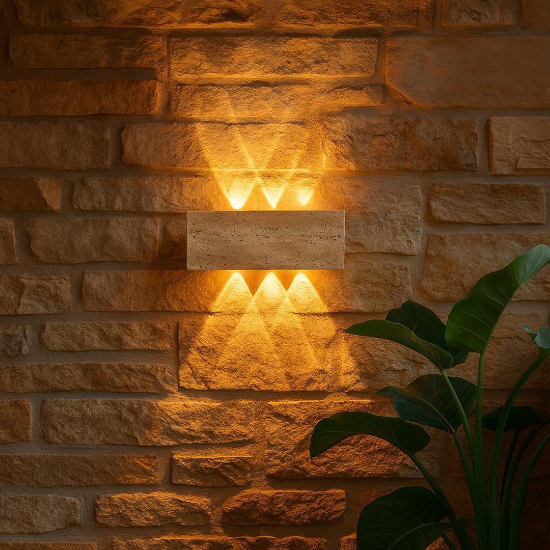 Natural Stone LED Wall Sconce – Modern Minimalist Warm Light - Etsy