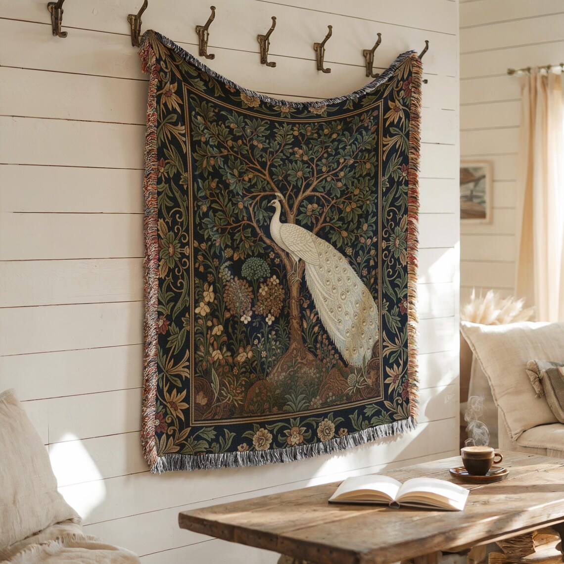 Cottagecore Peacock Throw Blanket | Royalcore Floral Room Decor Morris ...