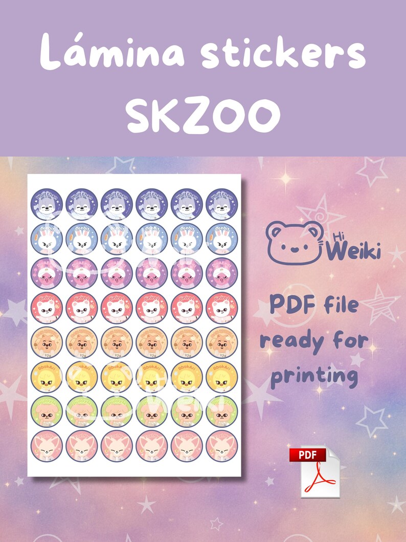 Skzoo Stray Kids Stickers Sheet. A4 PDF and PNG With Background and PNG ...