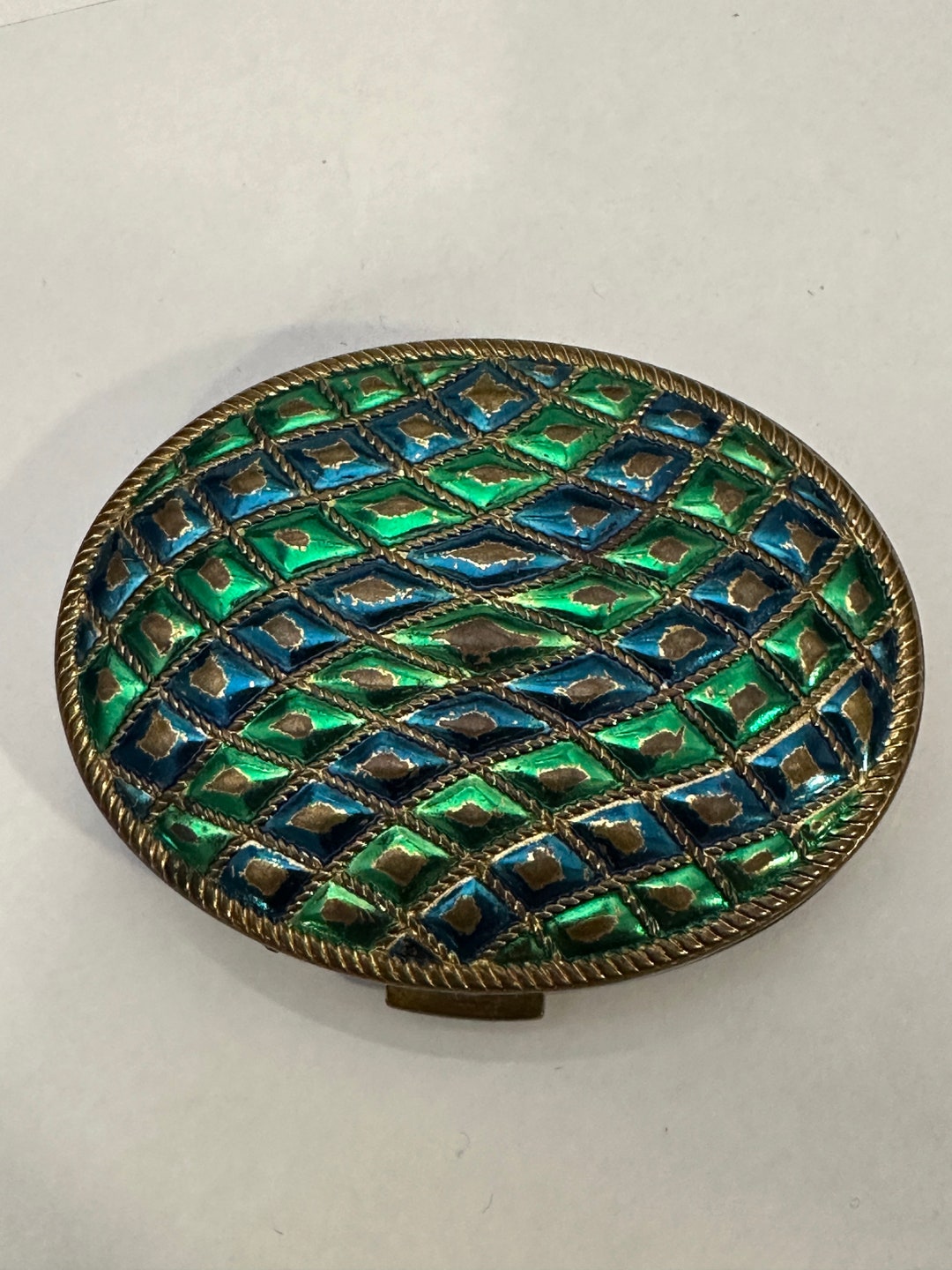 Vintage Avon Powder Compact Green Blue Enamel - Etsy