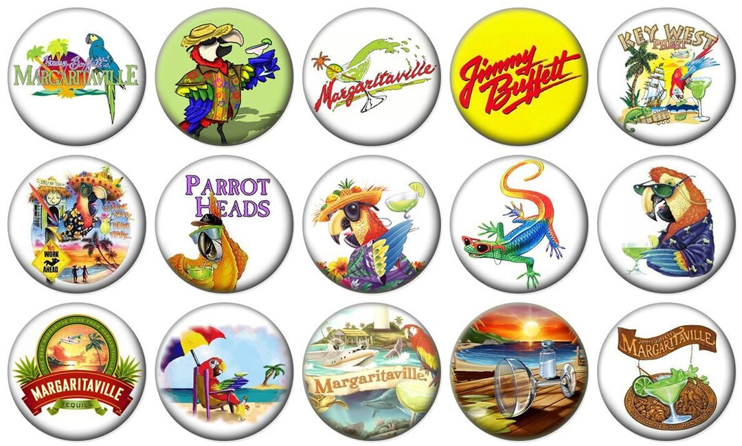 1" - JIMMY BUFFETT - Lot of 15 Buttons - Pin Back Button Badge - Etsy
