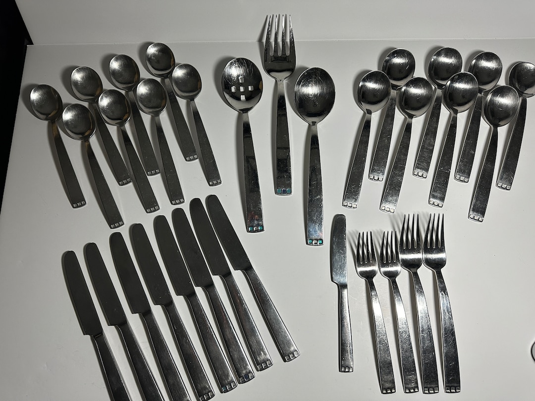 Dansk DAS30 French Solid Flatware Lot of 32 Silverware MCM Serving Set ...