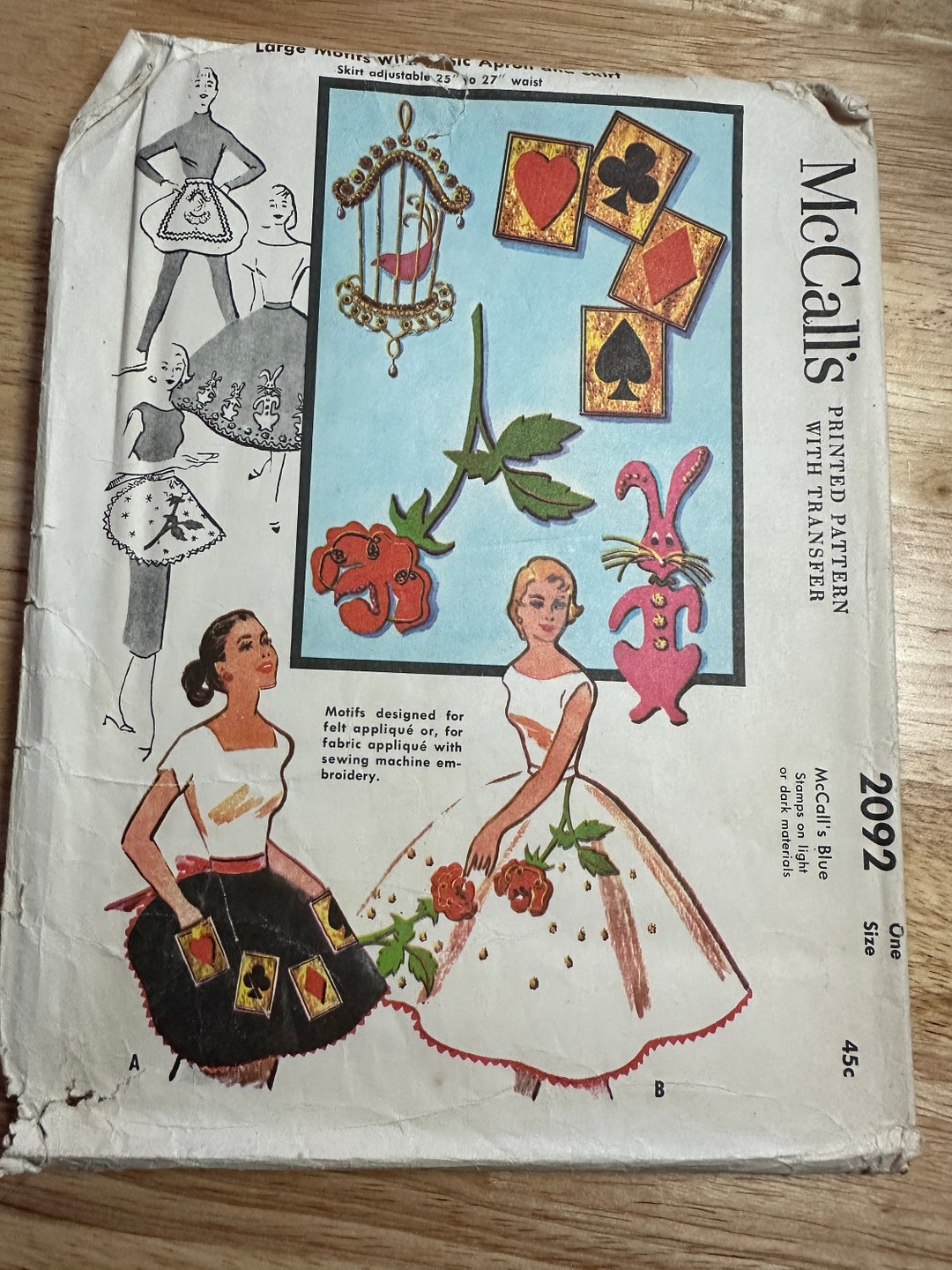 Vintage 1956 Mccall's 2092 Sewing Pattern Skirt Transfer MISSING APRON ...