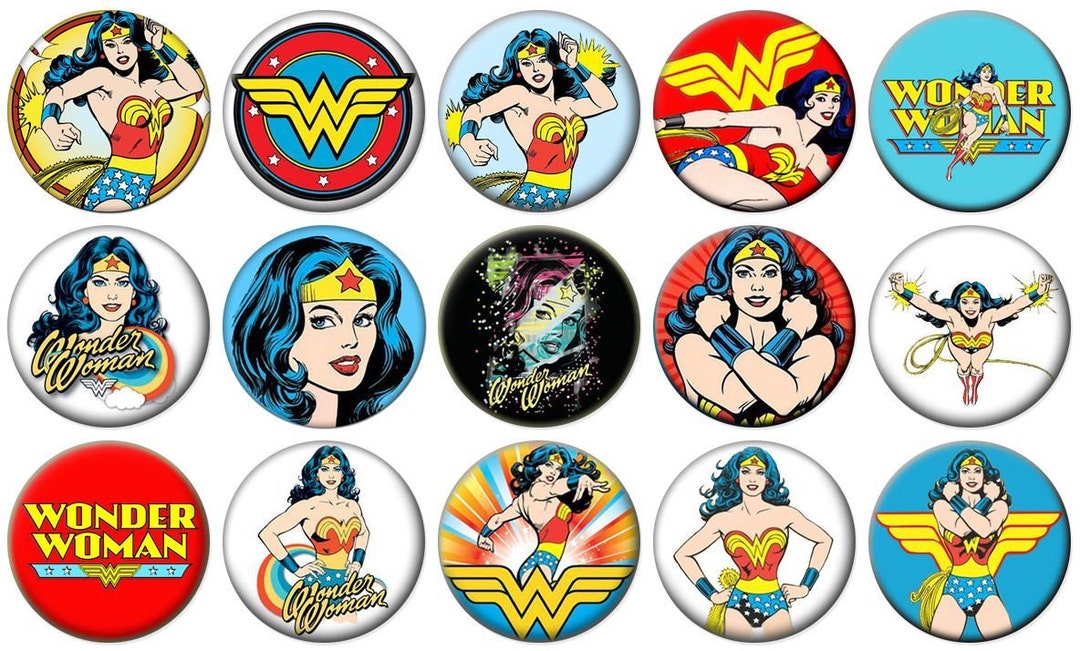 1" - WONDER WOMAN - Lot of 15 Buttons - Pin Back Button Badge - Etsy