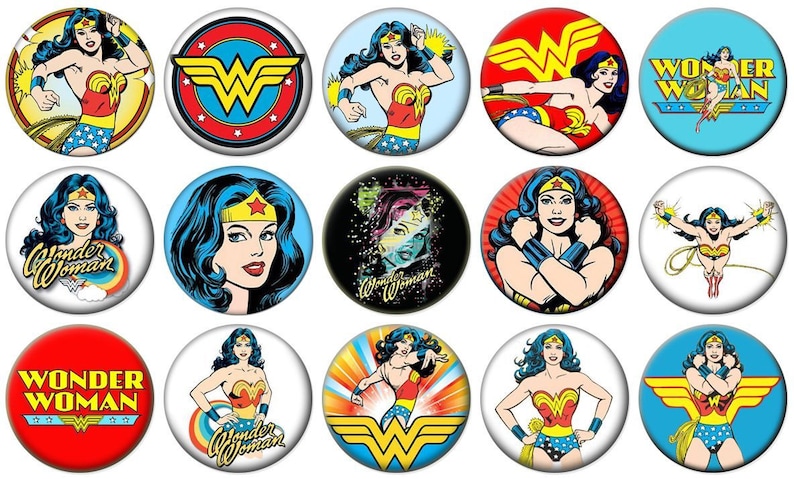 1" - WONDER WOMAN - Lot of 15 Buttons - Pin Back Button Badge - Etsy