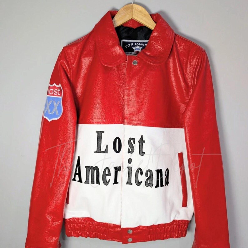Machine Gun Kelly Lost Americana Oversized Jacket | MGK Red Leather ...