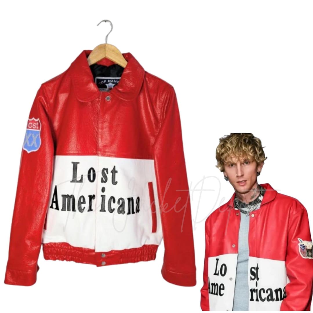 Machine Gun Kelly Lost Americana Oversized Jacket | MGK Red Leather ...
