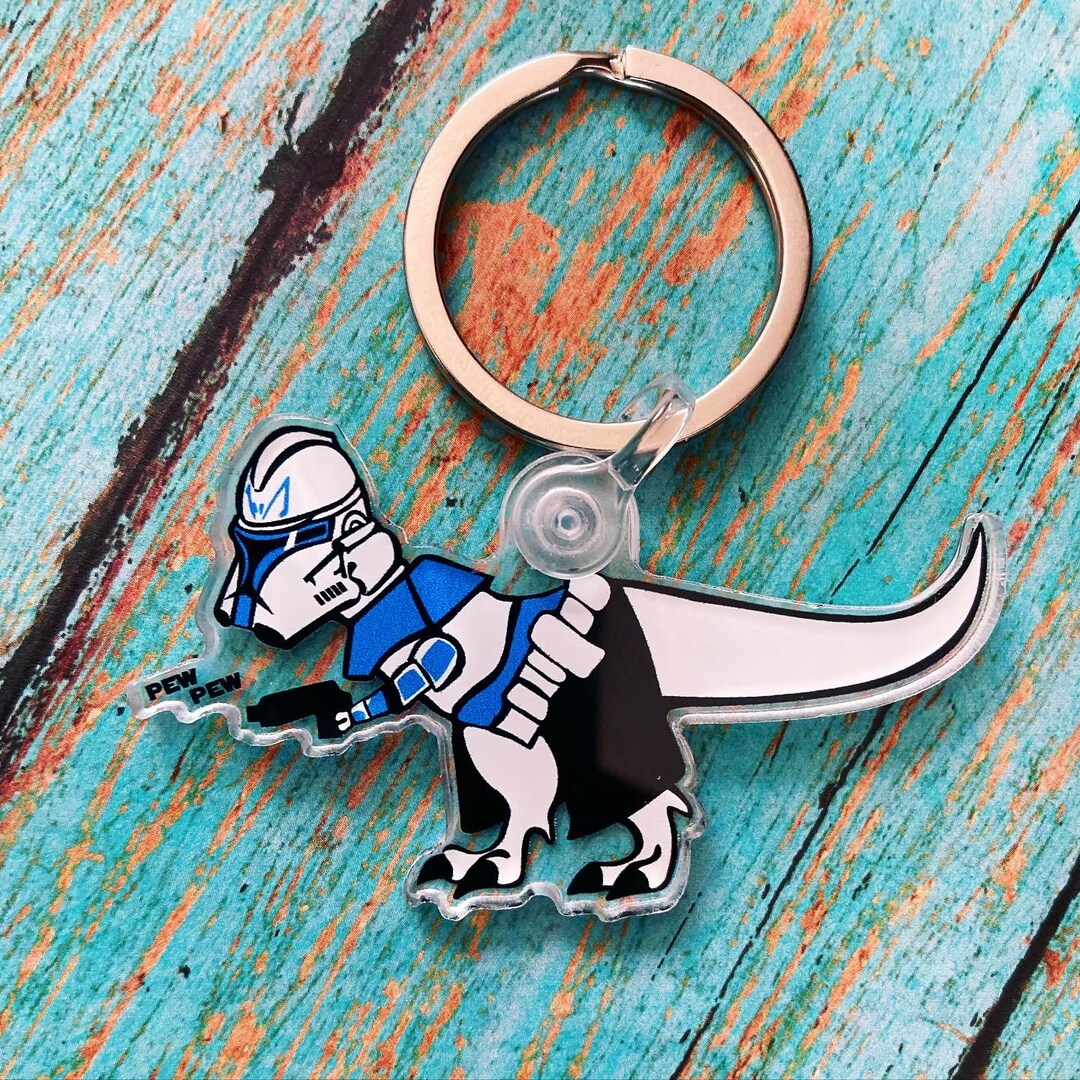 Captain T Rex Plastic Keychain - Etsy