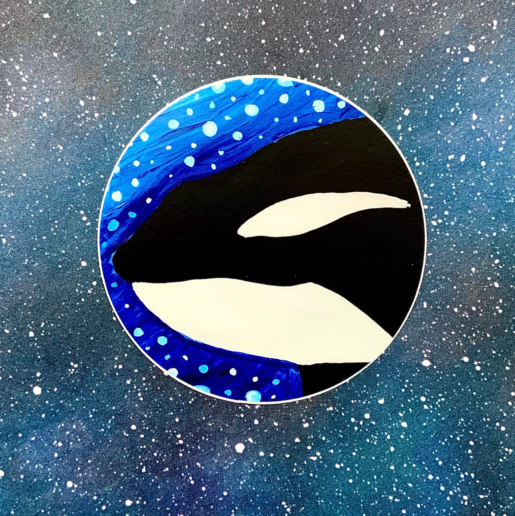 Orca Killer Whale in Ocean Circle Sticker - Etsy UK