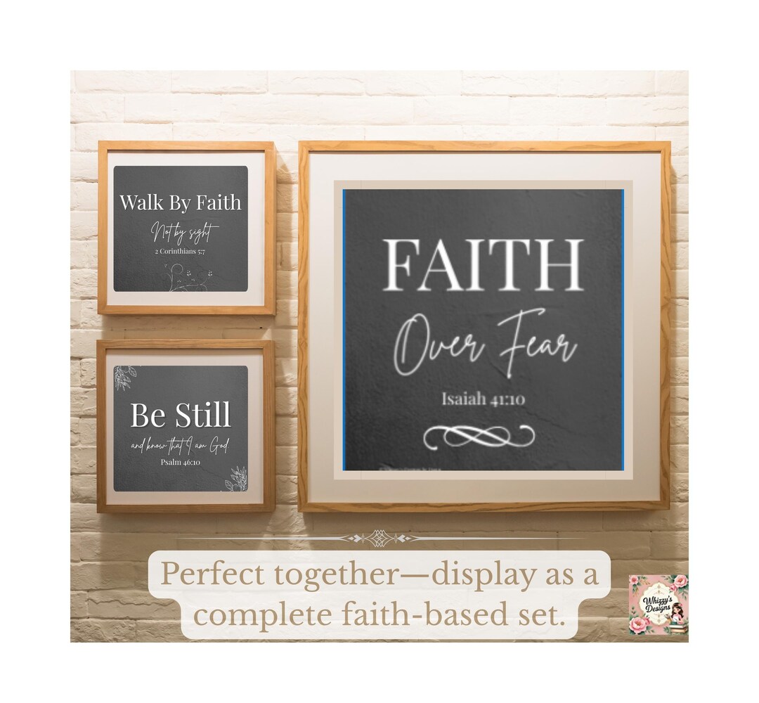Faith Over Fear Printable Wall Art Set of 3 | Christian Scripture ...