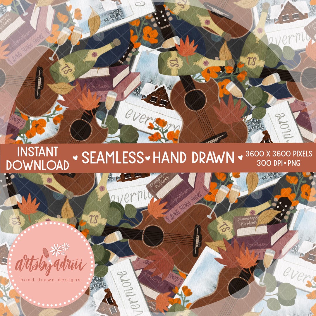 Evermore Inspired Rustic Winter Autumn Fall Seamless Pattern 300 DPI ...