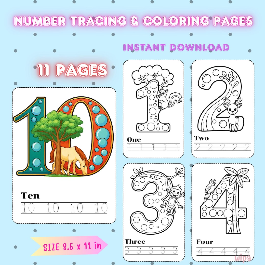 Coloring Pages,number Tracing 0-10,kids Educational Worksheets,pdf ...