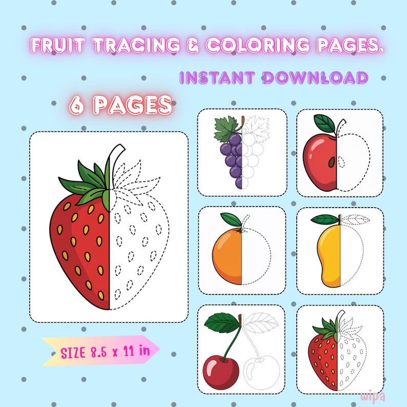 Coloring Pages,fruit Tracing for Kids,preschool Printable Worksheets ...