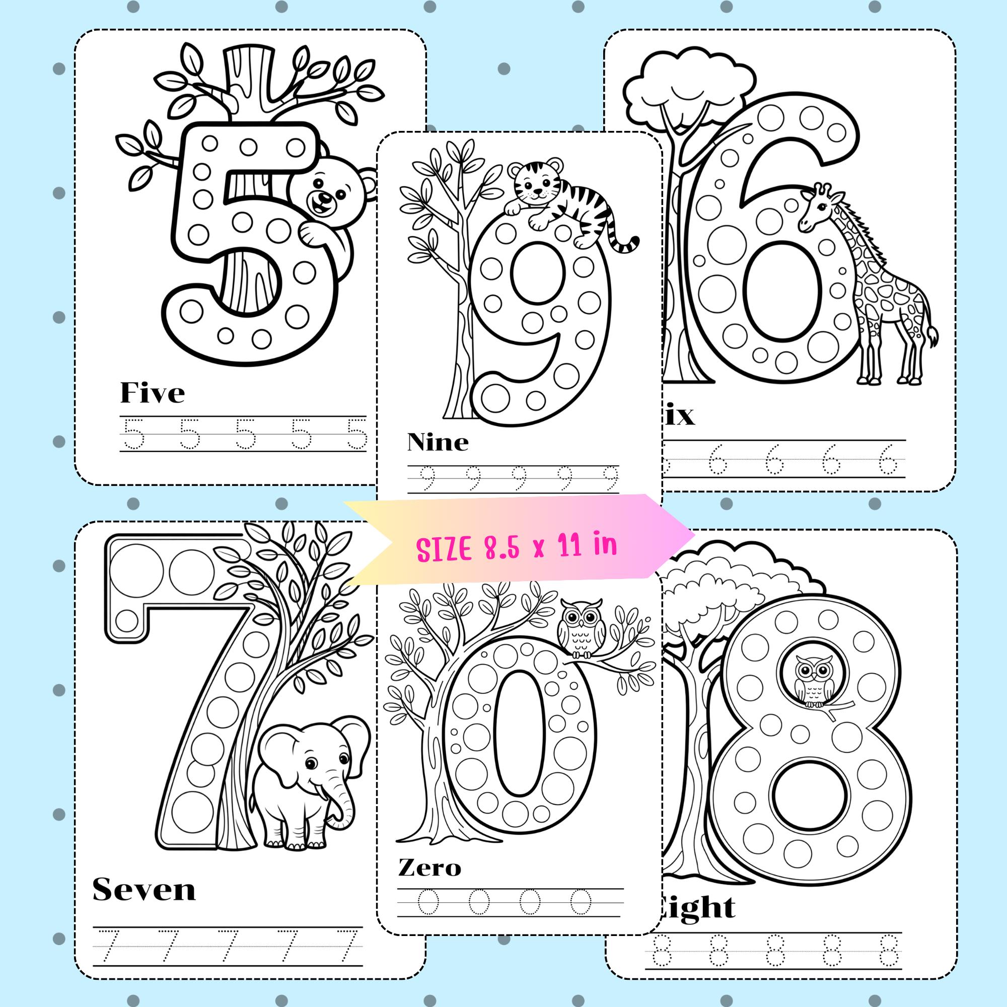 Coloring Pages,number Tracing 0-10,kids Educational Worksheets,pdf ...