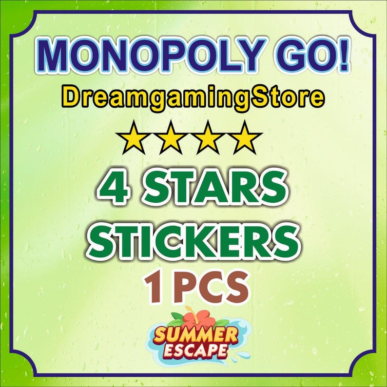 Monopoly Go 4 Star Any 1 X Cards Stickers Summer Escape Album Fast ...
