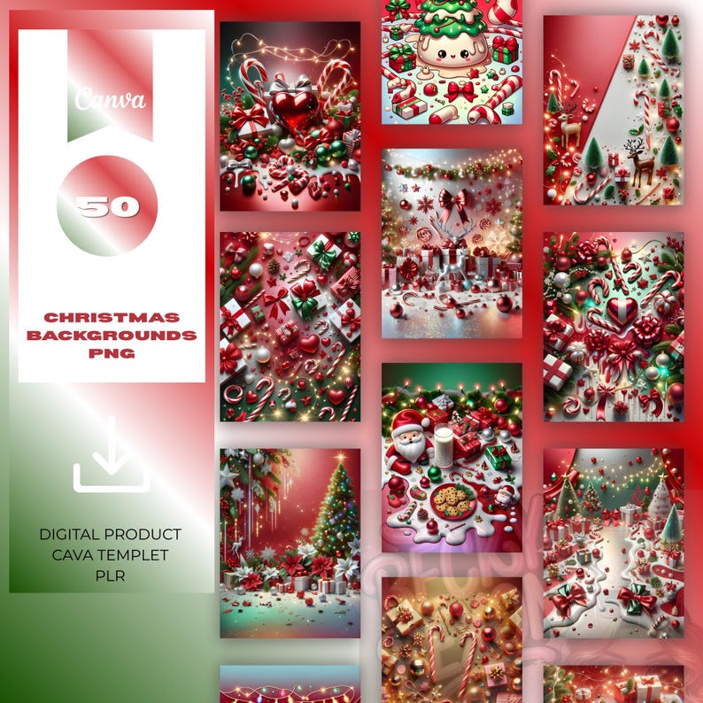 50 Christmas Digital Backgrounds: Festive Holiday Designs (JPG/PNG) - Etsy