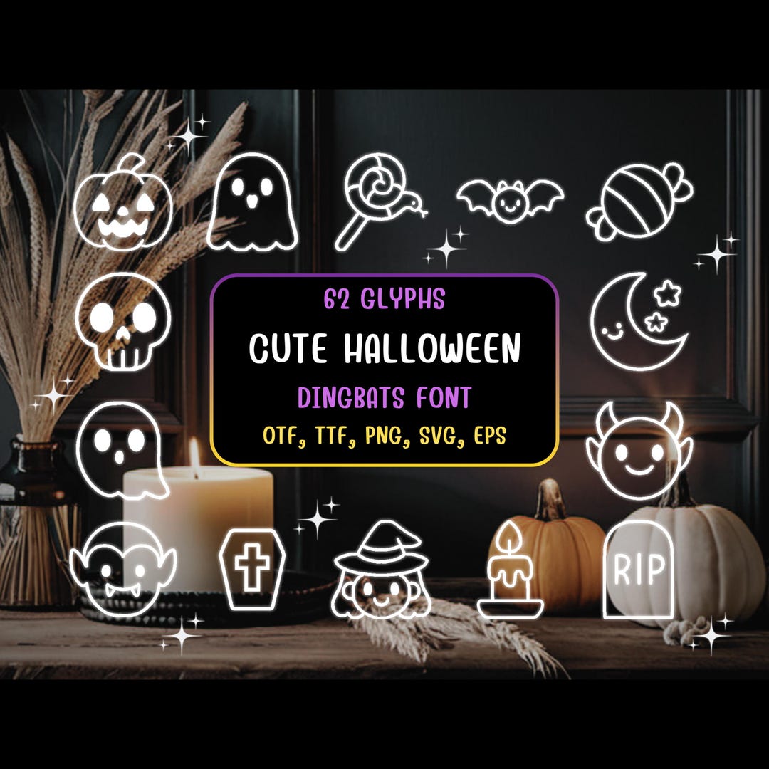 Cute Halloween Dingbats, Doodle Fonts, Handwritten Fonts, Elegant Font ...