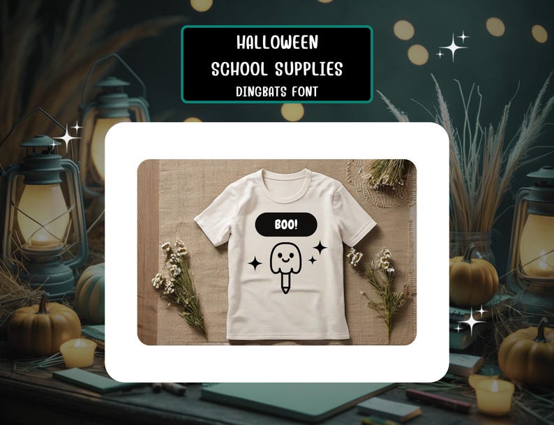 Halloween School Supplies Dingbats Font (ttf, Otf, Svg, Eps, Png) - Etsy