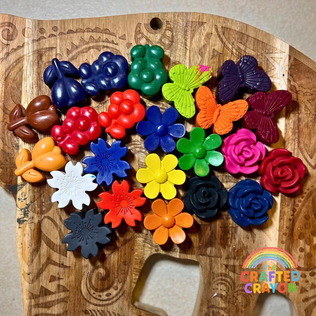 Flower Crayons | Handmade Floral Shapes, Kids Art Gift - Etsy