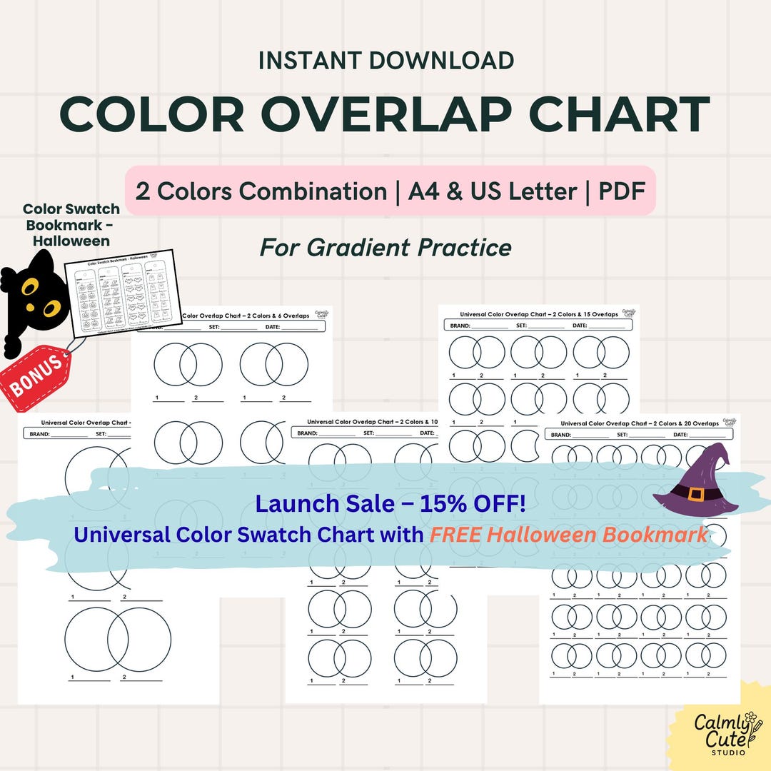 Color Overlap Chart: Layering Practice Template for Artists (digital ...