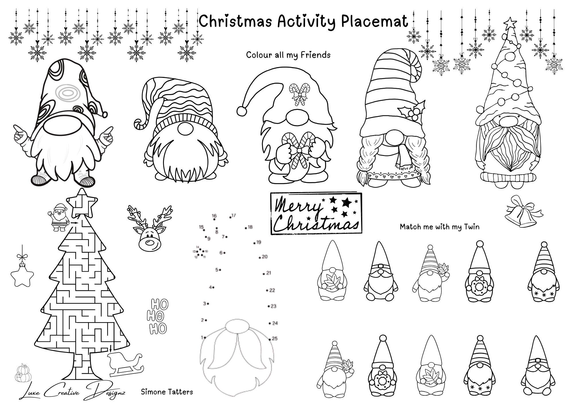 Christmas Activity Placemats X 3 - Santa Activity Placemat, Reindeer ...
