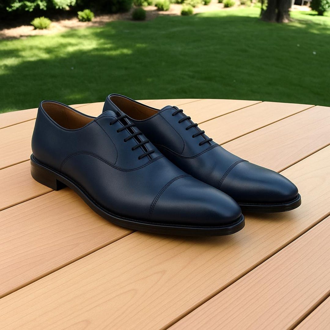 Oxford Navy Blue Formal Shoes for Men Handmade Leather dress shoes - Etsy