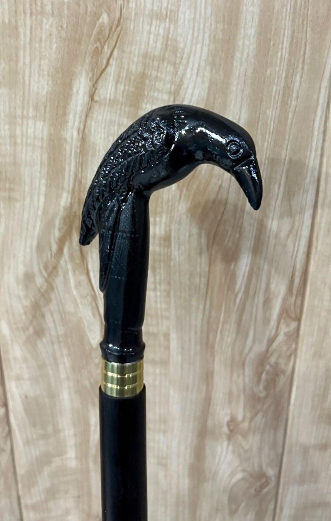 Victorian Black Crow Aluminum Head Handle Folding Wooden Walking Stick ...