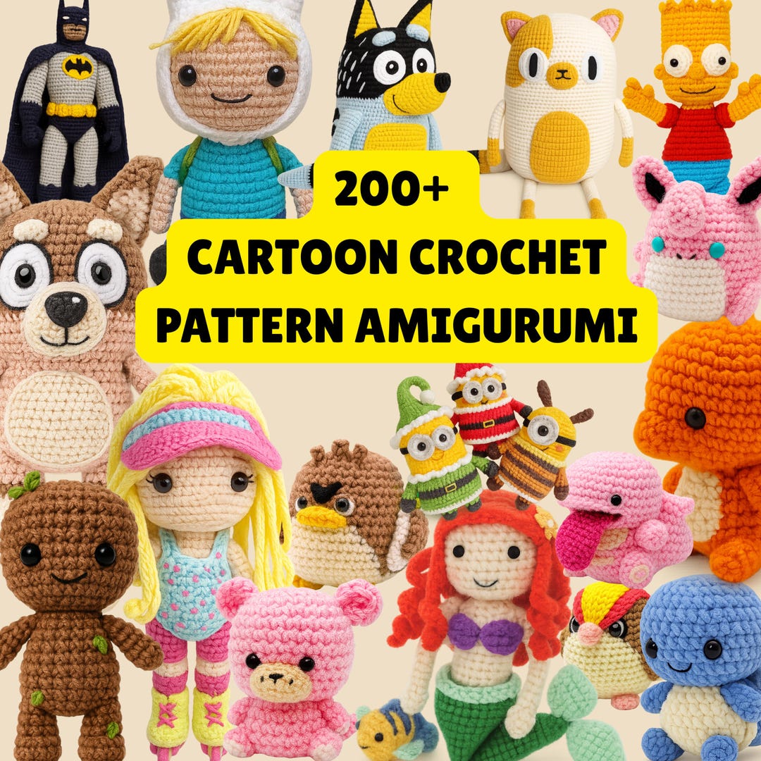 200+ Cartoon Crochet PATTERN Set Amigurumi Bundle Movie Princess ...