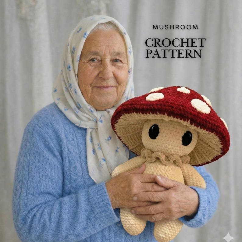 Giant Mushroom Crochet Pattern | PDF Amigurumi Toadstool | Cottagecore ...