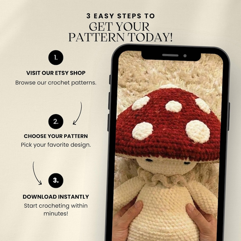 Giant Mushroom Crochet Pattern | PDF Amigurumi Toadstool | Cottagecore ...