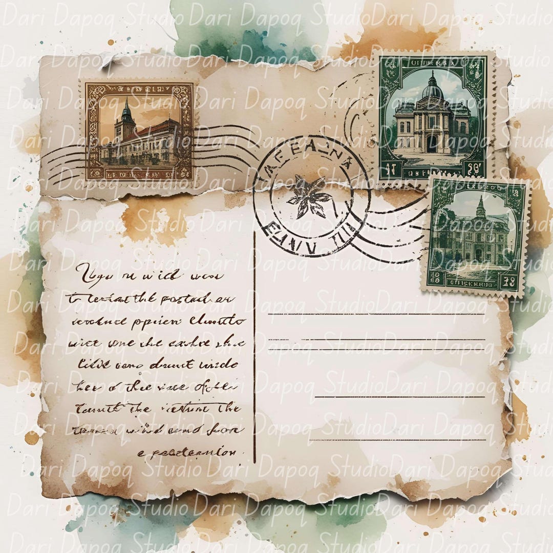 12 Vintage Postcard Clipart Bundle | Antique Postal Ephemera | Junk ...