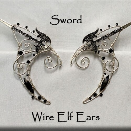 Sterling Silver Wire Elf Ears Dripping in Green Swarovski - Etsy