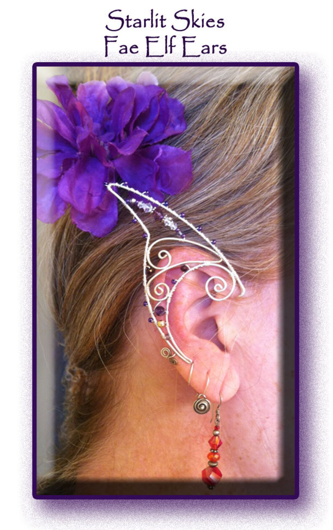Wire Fae Elf Ears Tall With Amethyst and Purple Crystals - Etsy