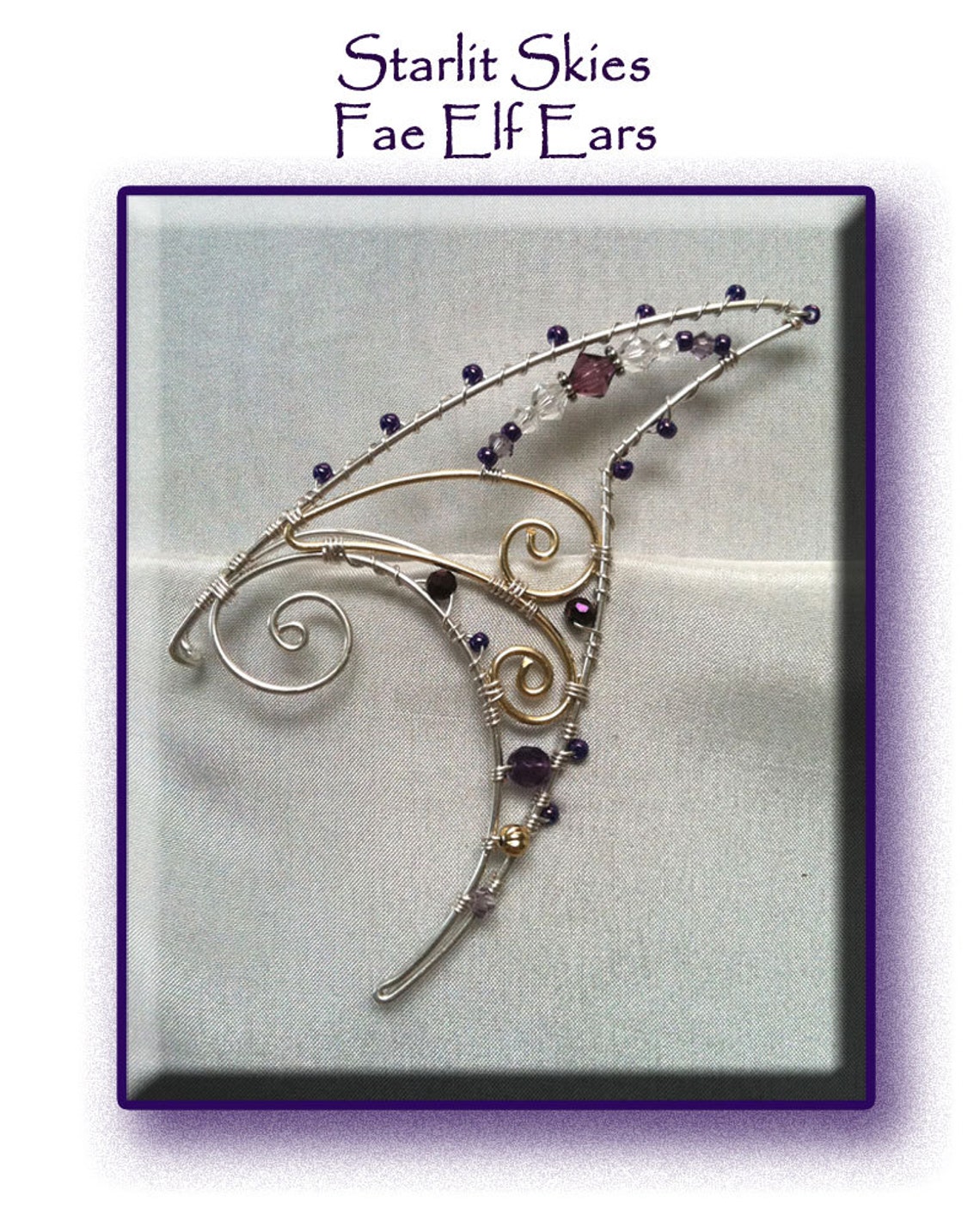 Wire Fae Elf Ears Tall With Amethyst and Purple Crystals | Etsy