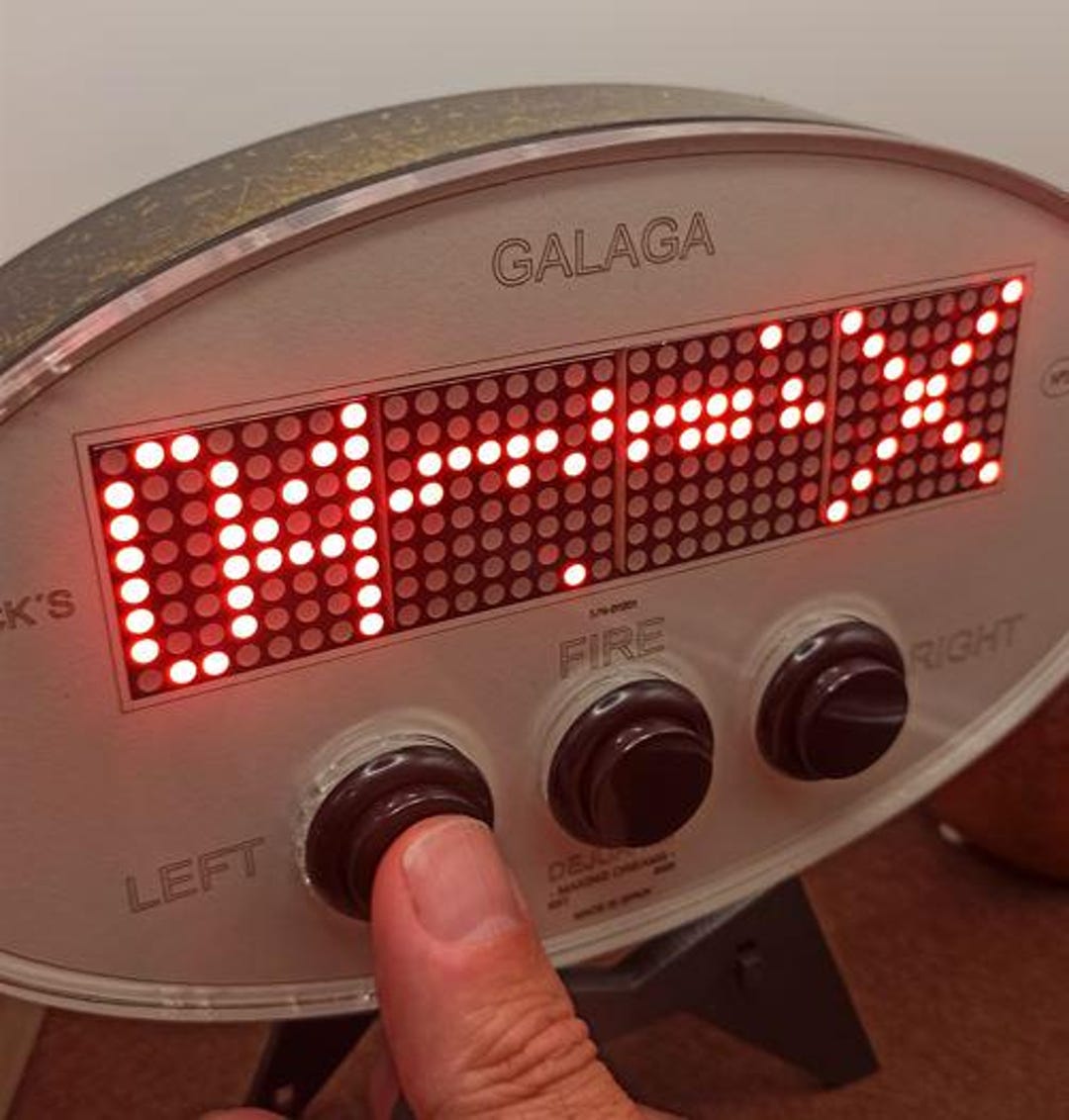 Galaga Retro Arcade Clock Console in Wood Handmade in Spain - Etsy