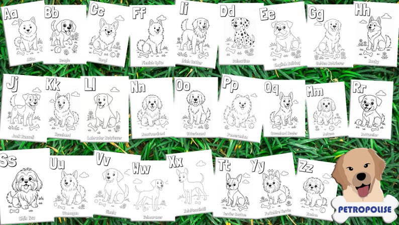 ABC Puppy Coloring Pages – Alphabet Coloring Book PDF for Preschool | A ...