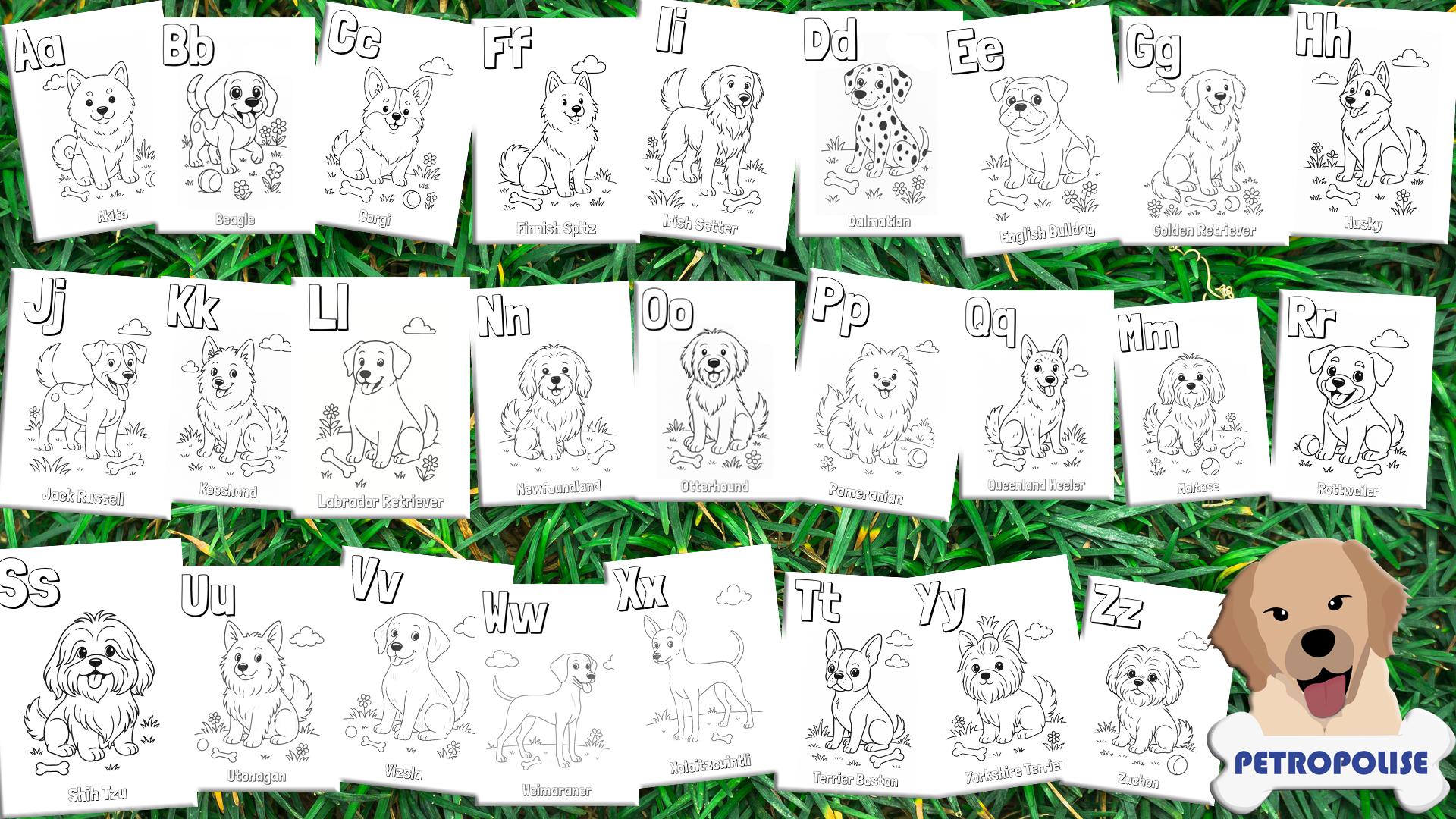 ABC Puppy Coloring Pages – Alphabet Coloring Book PDF for Preschool | A ...