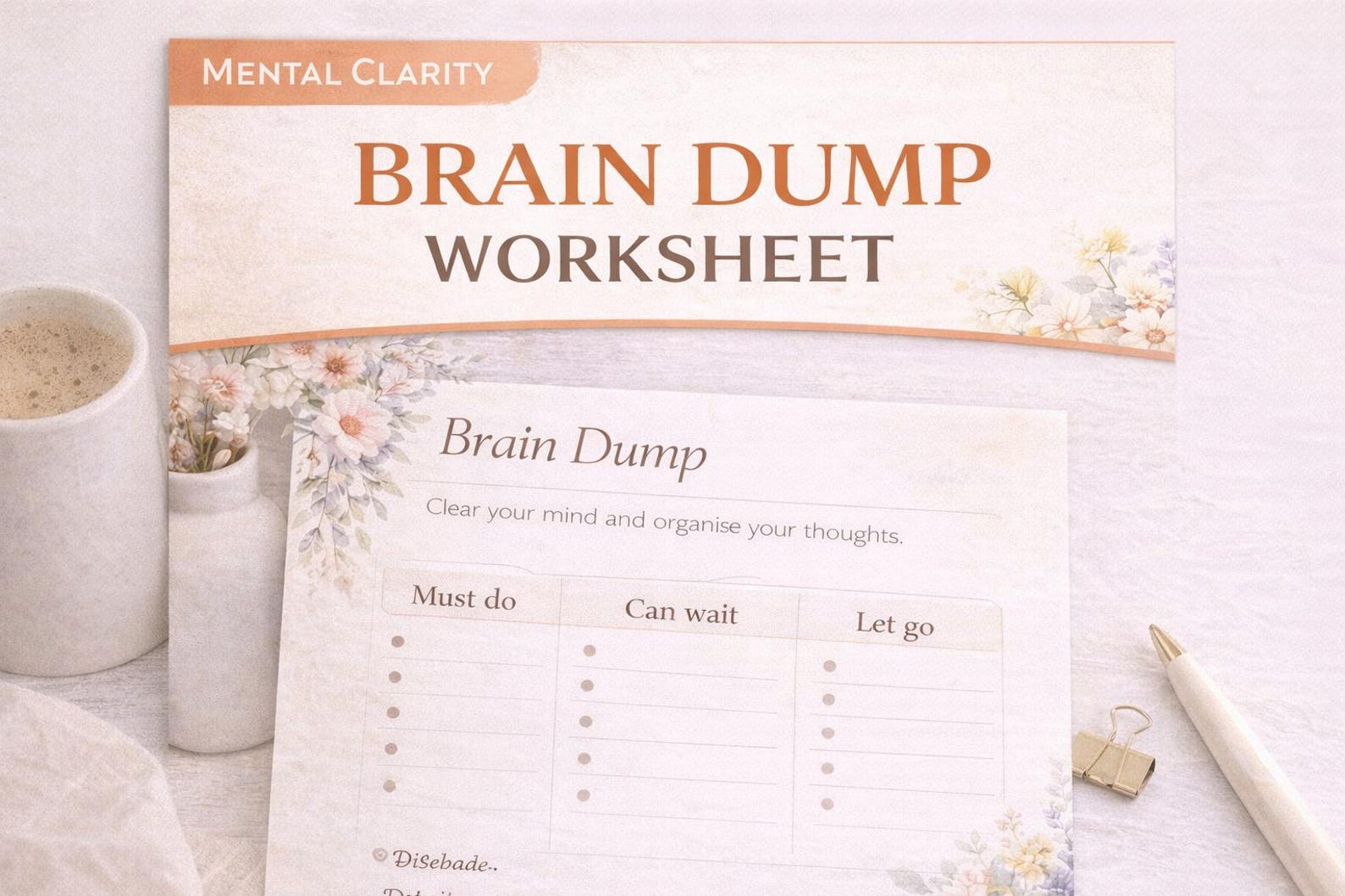 Brain Dump Worksheet Printable – Mental Clarity Reset Page ...