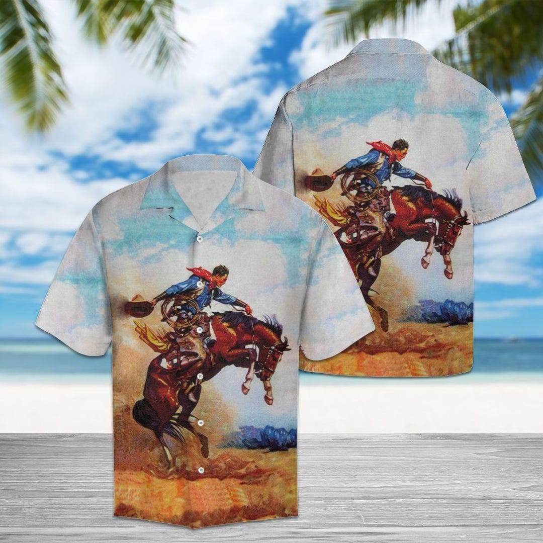 Cowboy Horse Hawaiian Shirt, Western Art Aloha Shirt - Etsy