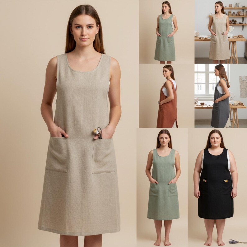 Japanese Cross Back Apron Sewing Pattern: Beginner Friendly (XXS-3XL ...