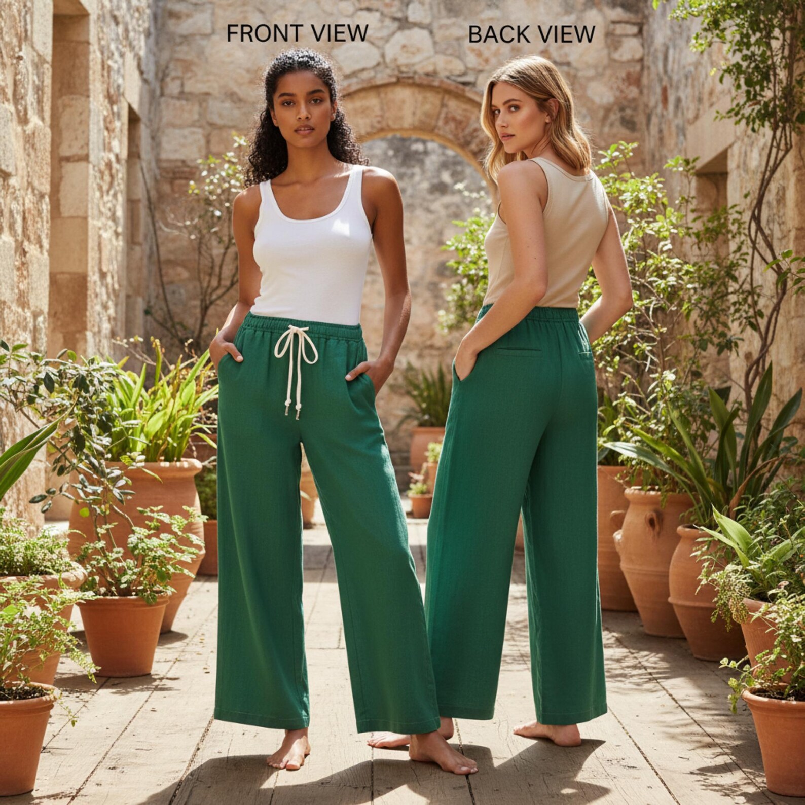 Elastic Wide Leg Pants Sewing Pattern PDF | Women’s Palazzo Trousers ...