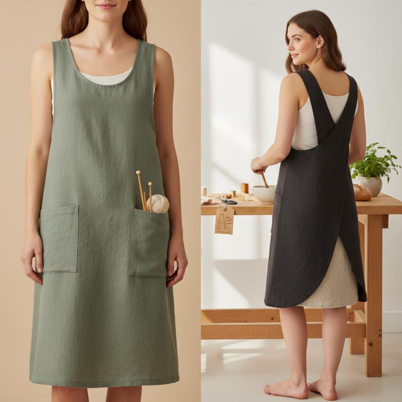 Japanese Cross Back Apron Sewing Pattern: Beginner Friendly (XXS-3XL ...