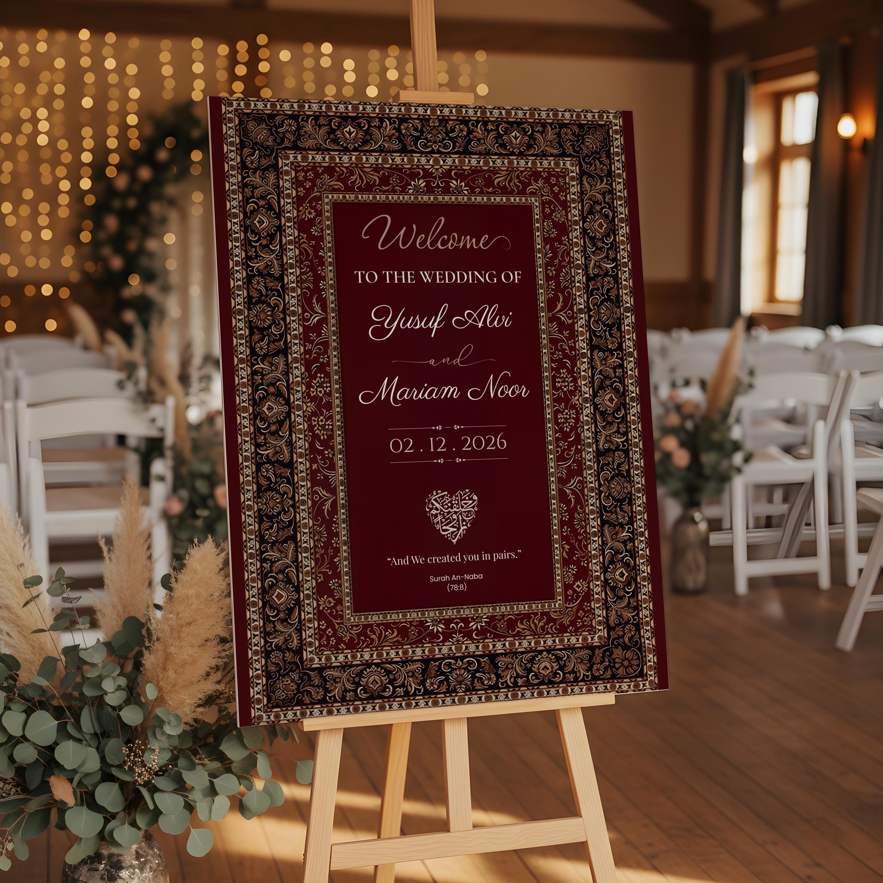 Ottoman Nikkah Reception Sign, Muslim Welcome to Wedding Customized ...