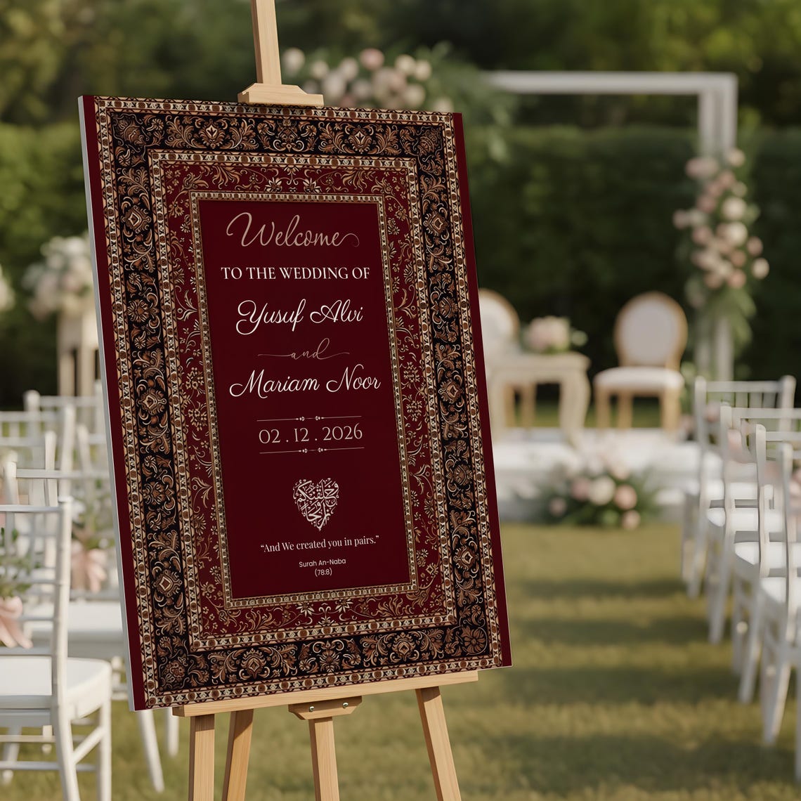 Ottoman Nikkah Reception Sign, Muslim Welcome to Wedding Customized ...