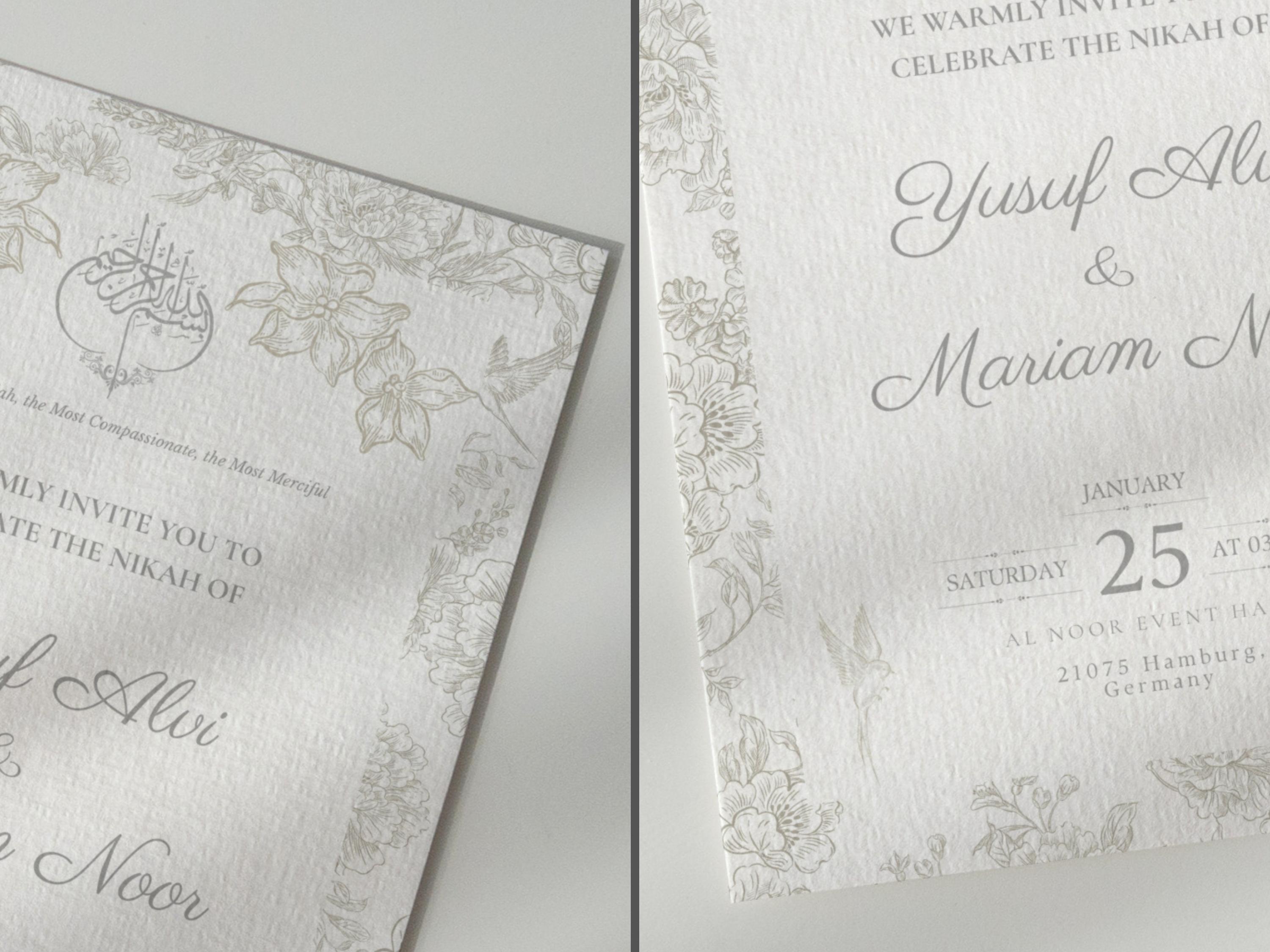 White Floral Border Frame Islamic Wedding Invitation, Muslim Nikah Nama ...