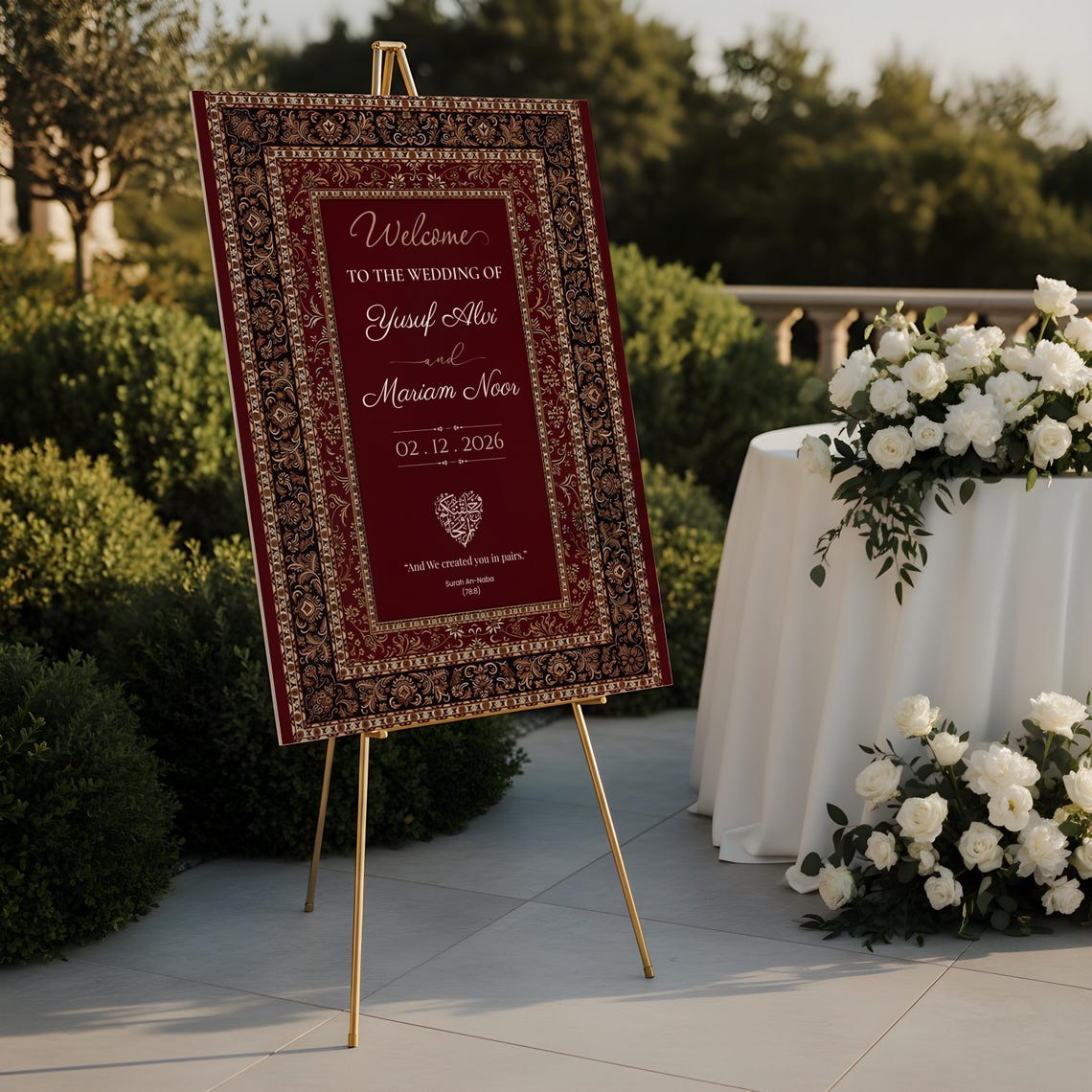 Ottoman Nikkah Reception Sign, Muslim Welcome to Wedding Customized ...