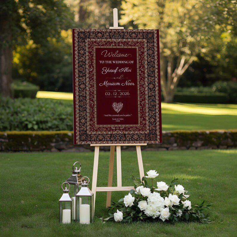 Ottoman Nikkah Reception Sign, Muslim Welcome to Wedding Customized ...