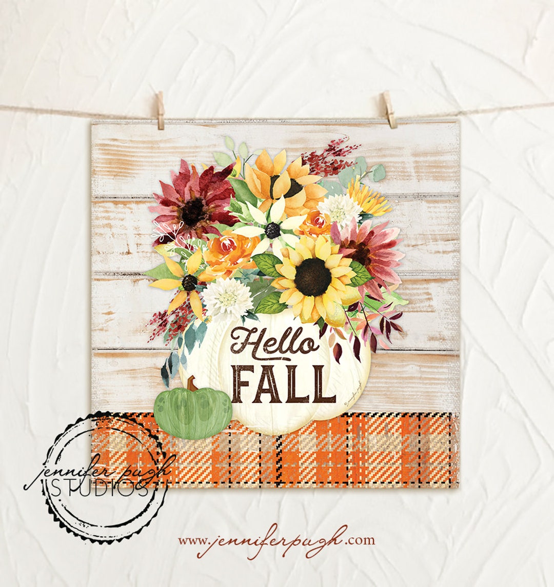 Hello Fall Pumpkin Art Print by Jennifer Pugh - Etsy
