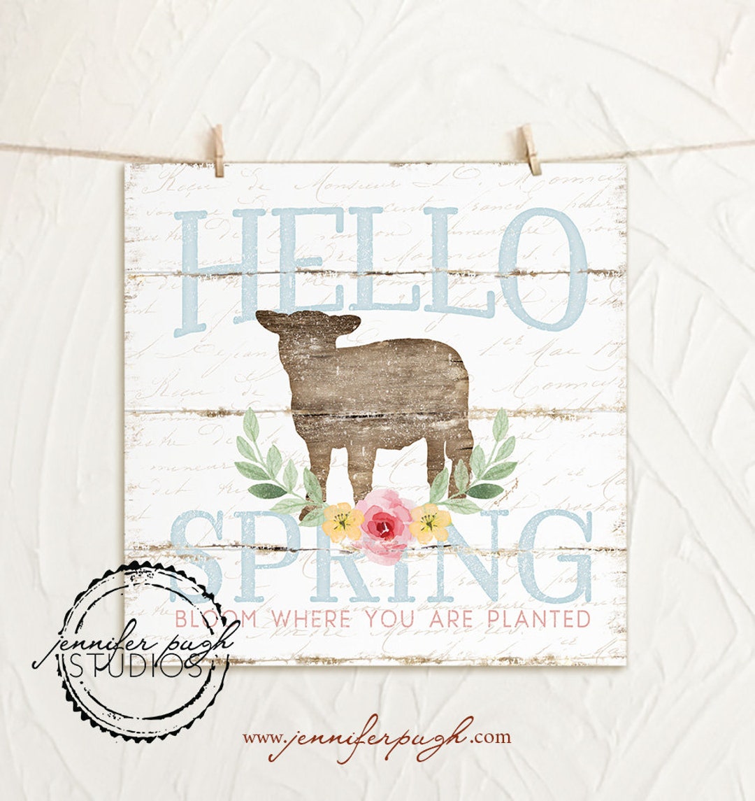 Lamb - Hello Spring - Art Print - by Jennifer Pugh - Etsy