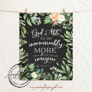 God is Able - Bible Quote - Ephesians 3:20-21 - ART PRINT - by Jennifer ...